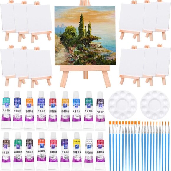 Other | Mini Canvas And Easel 6 Pieces Includes 4x4 Inches Small Tiny ...